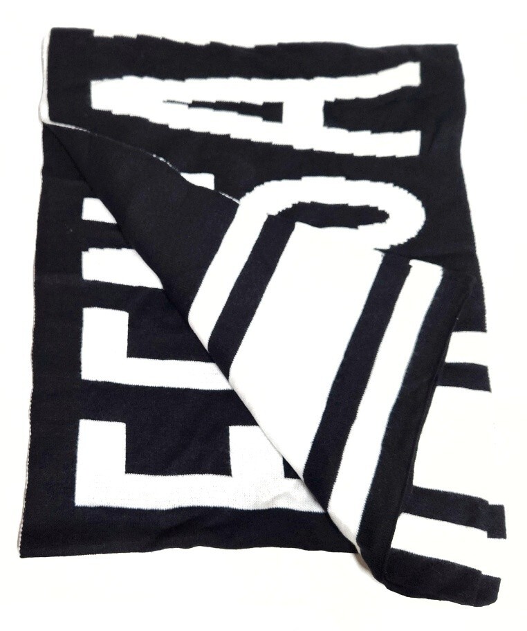 Savage Fenty Lit Leisure Logo Knit Scarf Black Caviar Extra Long One ...