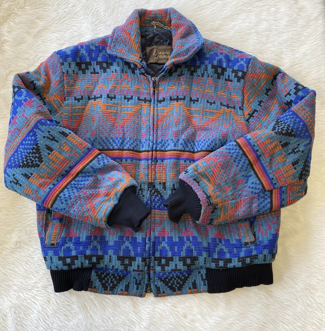 RARE COLOR DAVID JAMES AZTEC PATTERN JACKET - Gem