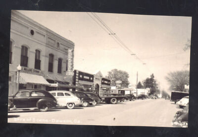 REAL PHOTO DAWSON GEORGIA DOWNTOWN STREET SCENE OLD CARS POSTCARD COPY ...
