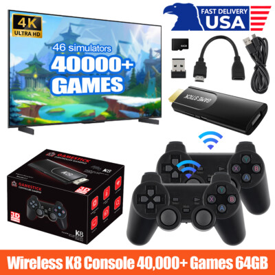 Built-in 64GB 40000+ Video Games 4K HDMI TV Game Stick Console Wireless ...
