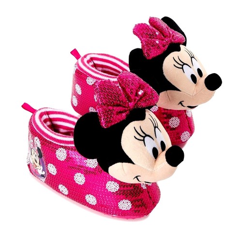 MINNIE MOUSE DISNEY Plush Rubber Bottom Slippers Toddler's Size 7-8 or ...