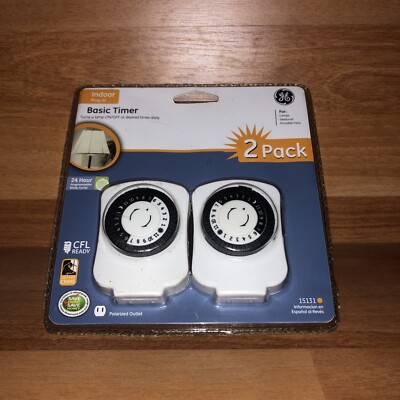 NEW GE Indoor Plug In Basic Timer 2 In Pack CFL Ready 24 Hr Programmable 15131 | eBay