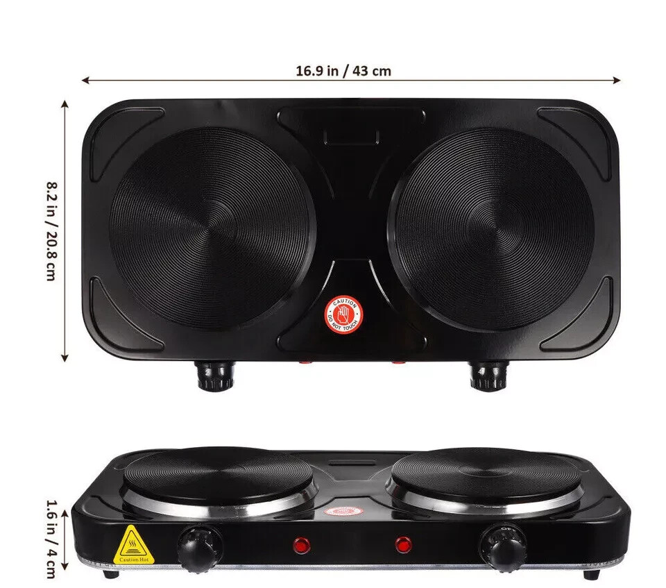 Double Hot Plate Portable Electric Table Top Hob 2500W with Thermostat ...