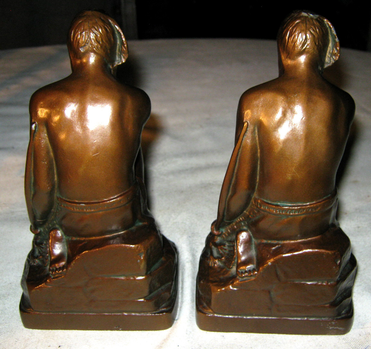 ANTIQUE NUART INDIAN BOW ARROW HUNTING BIRD BRONZE STATUE SCULPTURE ...