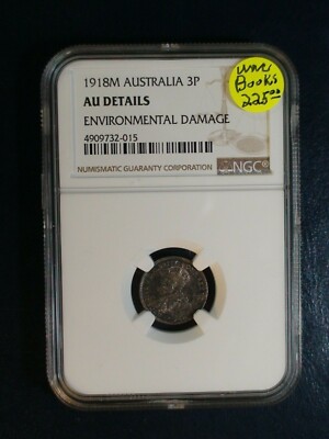 1918 M AUSTRALIA THREEPENCE NGC AU 3P SILVER Coin PRICED TO SELL NOW ...