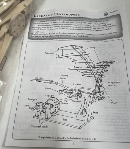 Pathfinders 25615 Leonardo da Vinci Ornithopter Working Wooden Model ...