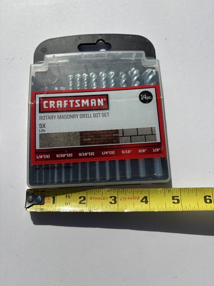 NOS Sears Craftsman 14-pc Carbide Masonry Drill Bit Set, #66312 | eBay