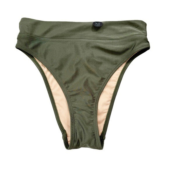NWT Cotton On High Waisted Cheeky Bikini Smoothing Bottom Khaki Shimmer ...