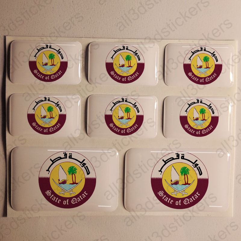 Sticker Qatar Resin Domed Stickers Qatar Coat of Arms 3D Vinyl Adhesive ...