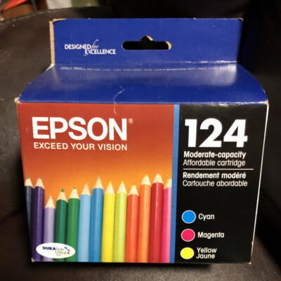 Genuine Epson 124 Ink Cartridges 3 Pack T124120-BCS WorkForce 320 Exp 7 ...