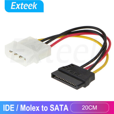 4 Pin IDE Molex to SATA Power Cable Adapter for HDD DVD CD ROM Drives ...