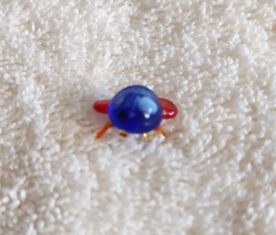 Blue Red Crab Glass Animal Figurine 1/2" H Missing Eye | eBay