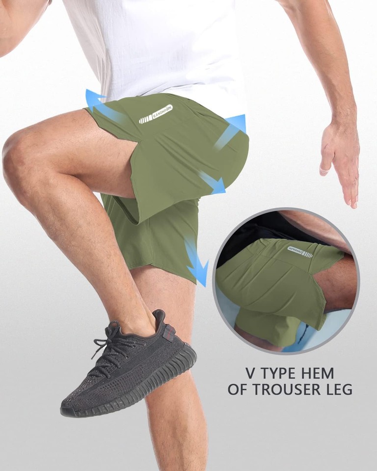 2 Pack Mens Workout Athletic Shorts 7 inch Inseam Quick Dry Hiking ...