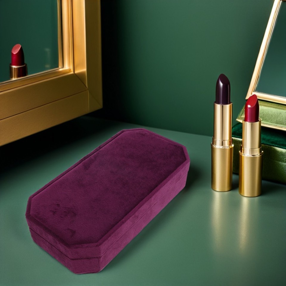 Octagonal Jewelry Organizer Velvet Box With Lid For Earrings And ...