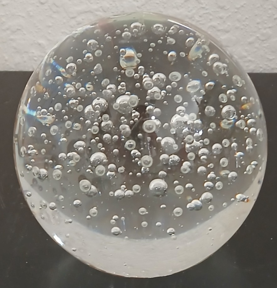 Clear Glass Ball Paperweight With Air Bubbles 3.5