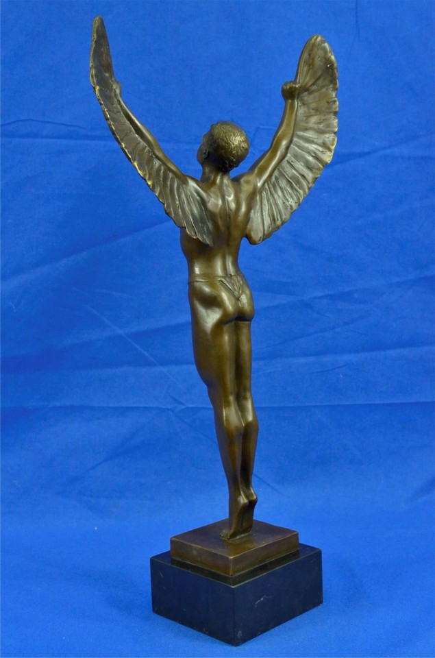 Semi Nude Icarus Rising Bronze Sculpture Statue by Boizot Winged Angel ...