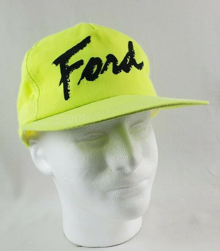Ford Trucker Cap Baseball Cap Adjustable Made In USA Highlighter Yellow ...