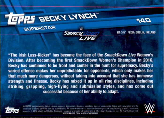 Becky Lynch 2017 Topps WWE Then Now Forever Card #140 | eBay