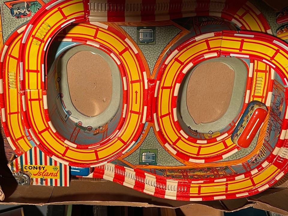 Coney Island Ohio Art Technofix Tin Plastic Wind-Up Roller Coaster With ...