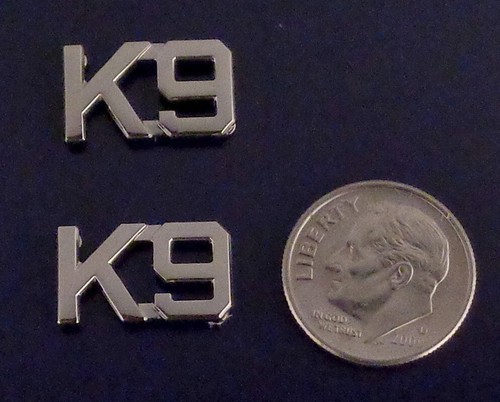 K9 Silver 3/8" Letters Pair Collar Pins police sheriff security canine ...