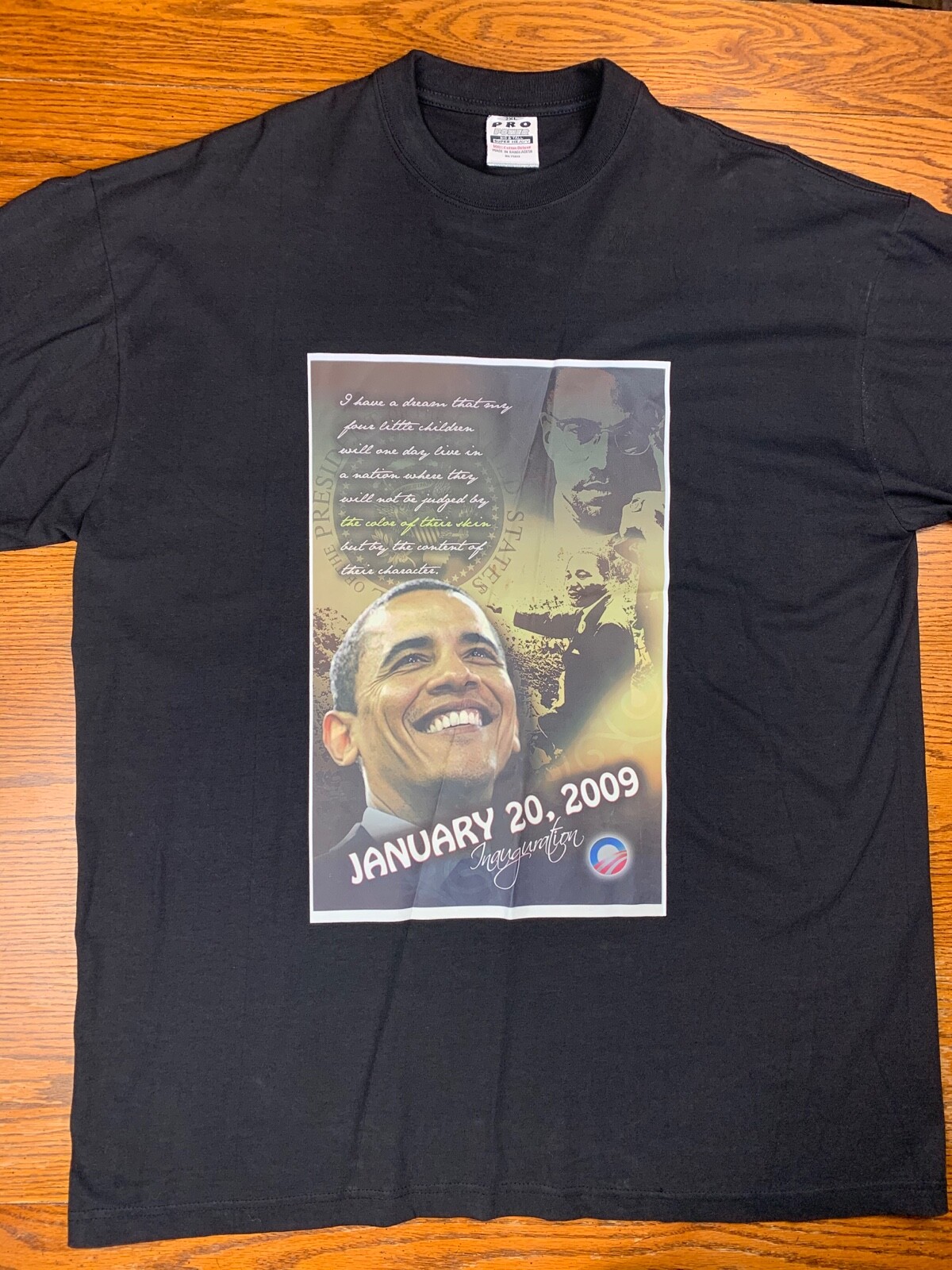 US President Barack Obama Malcom X Rap Tee Shirt Sz BT 2XL Black Iron ...