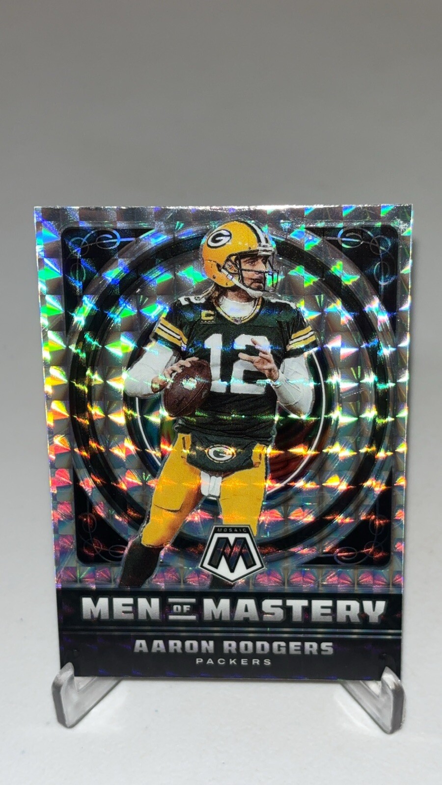 2022 Panini Mosaic Prizm Aaron Rodgers Men of Mastery Silver Mosaic ...