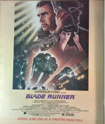 BLADE RUNNER HARRISON FORD ORIGINAL (UNFRAMED) 1982 magazine PROMO AD ...
