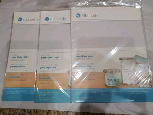Silhouette (Lot Of 3) - NEW - Media-CLR-ADH Printable - Clear - Sticker ...
