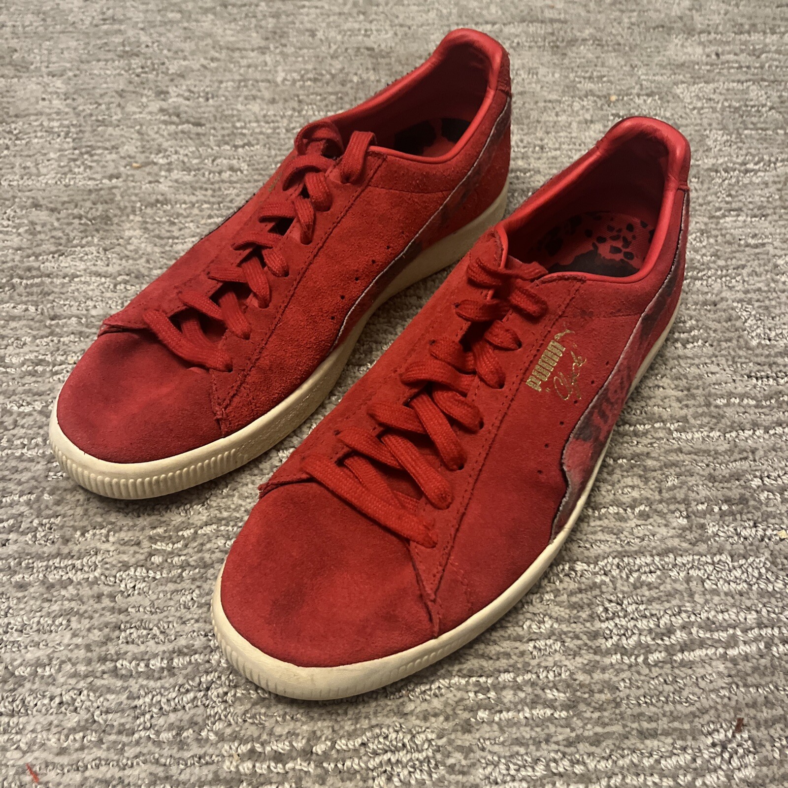 Size 10 - PUMA Red Suede Packer x Clyde Cow Suit - Red - Gem