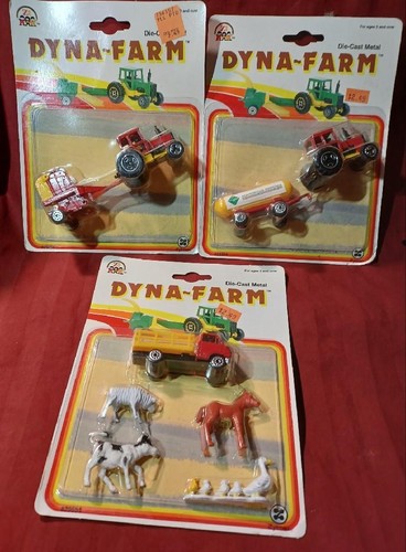 Zyll Zylmex Dyna Farm Lot of 3 Red Yellow Tractor Sets 1:64 Diecast Zee ...
