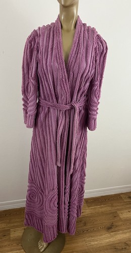 Vintage Women's Chenille Bathrobe Robe Purple Swirl Detail Belted | eBay