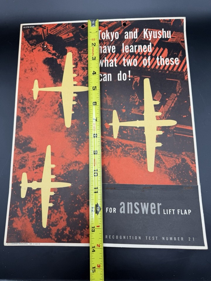 WWII WW2 US Aircraft Recognition Test Original 1945 Poster! | eBay