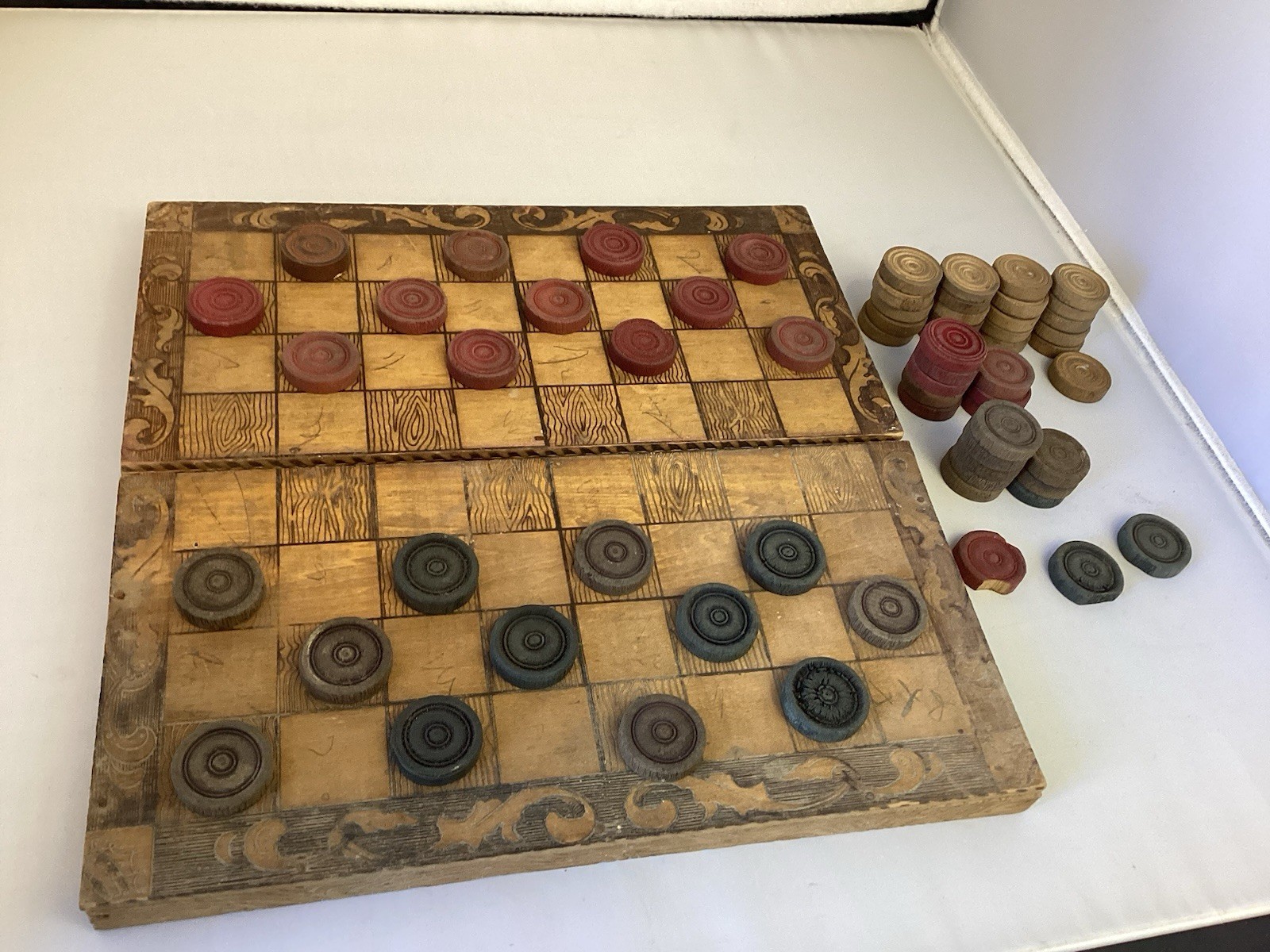 Vintage Antique Wood Crafted Checkers Board -see Notes | eBay