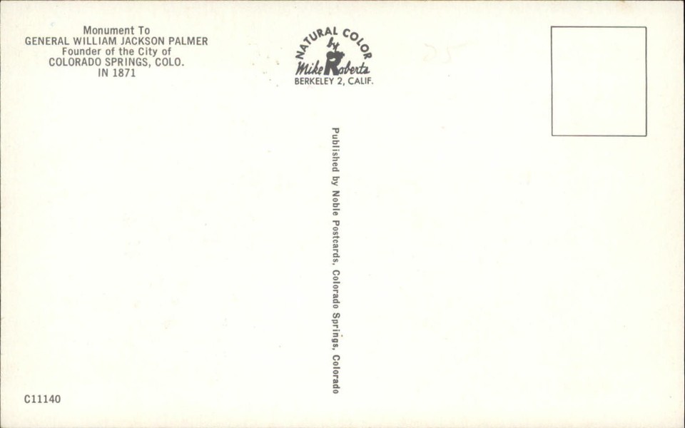 Monument To General William Jackson Palmer Colorado Springs postcard ...
