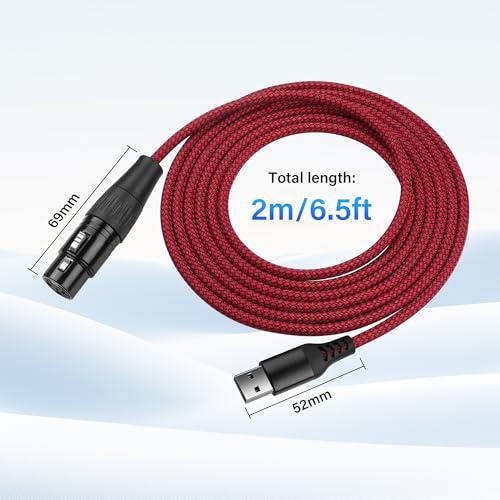 XLR to USB Microphone Cable 3-Pin XLR Female to USB-A Adapter 2m/6.5FT ...