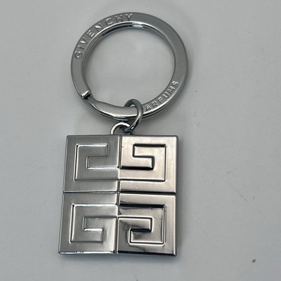 GIVENCHY KEY HOLDER LOGO ring Keychain Silver Square Parfum NWOB | eBay