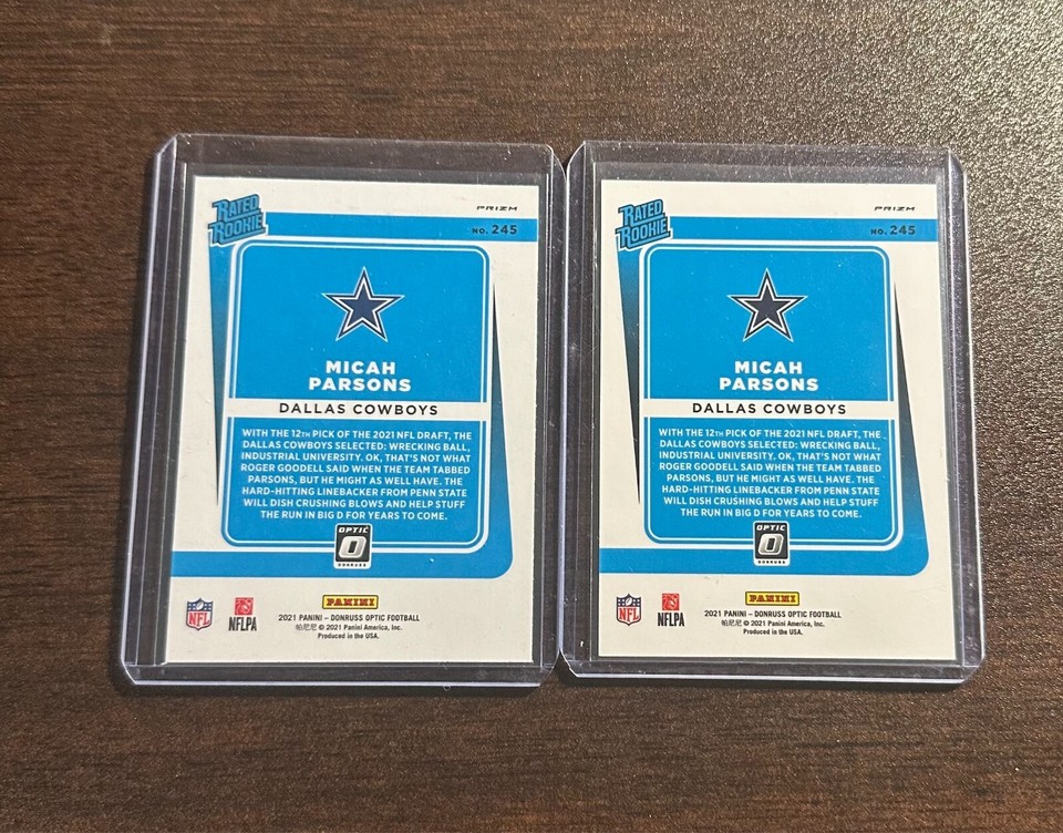 (2) 2021 Donruss Optic Rated Rookie Micah Parsons RCs! Purple Shock ...