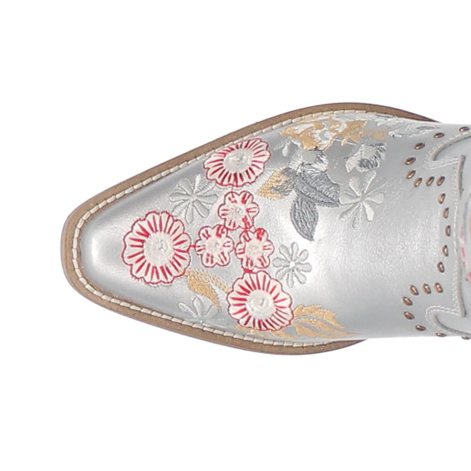 Dingo Poppy Floral Embroidered Metallic Studded Snip Toe Cowboy Womens ...