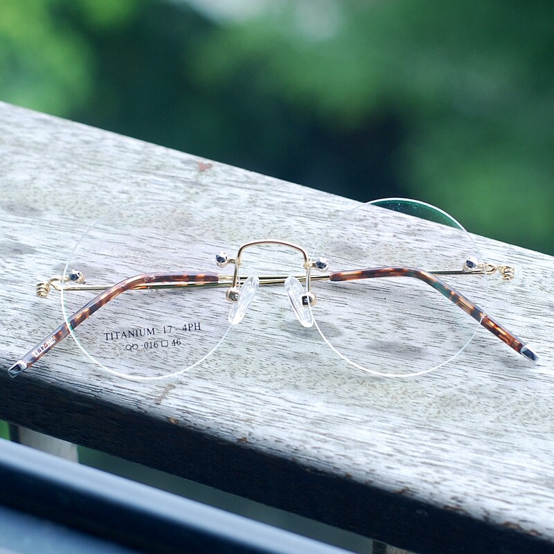Retro Rimless eyewear Titanium Round Steve Jobs Glasses men's gold ...