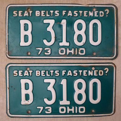 SET 1973 Vintage Original OHIO License Plate /// B 3180 /// Old Car ...