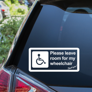 Disabled Mobility Please Leave Room Wheelchair Car Window Bumper ...