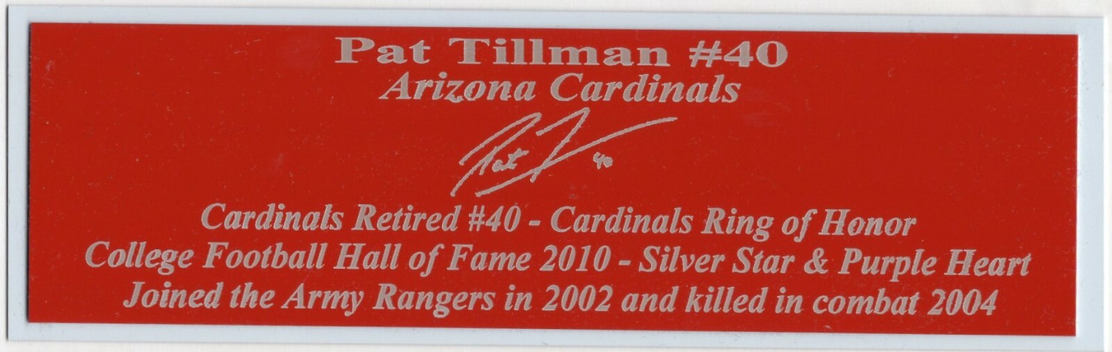 Pat Tillman Nameplate Arizona Cardinals Autograph Football Jersey ...