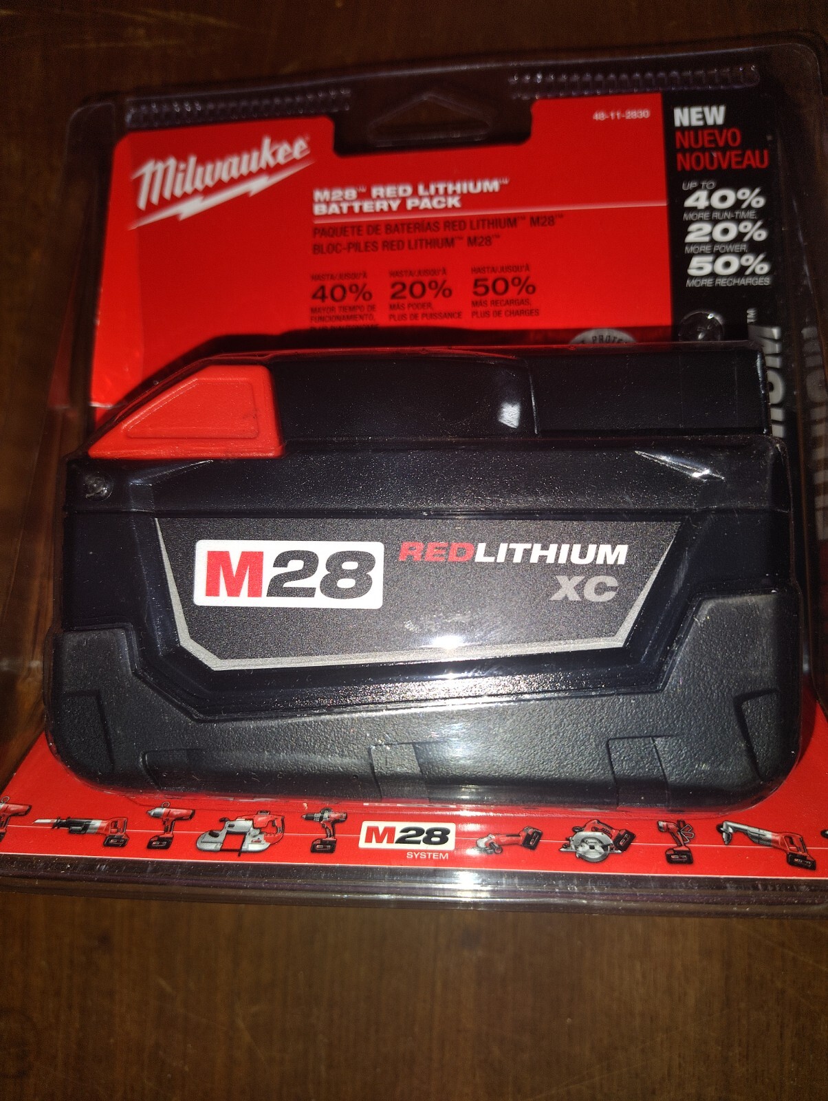 NEW Milwaukee 48-11-2830 M28 28-Volt REDLITHIUM XC On-Board Fuel Guage ...