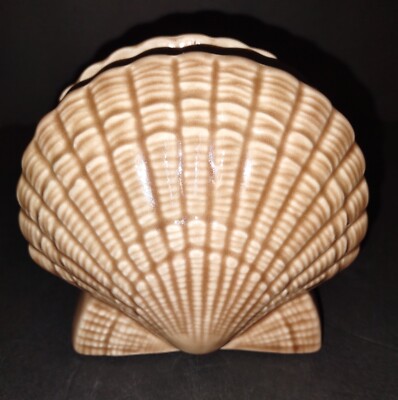 Napkin Holder Scallop Shell Brown Ceramic Marked AO8 or AOB | eBay