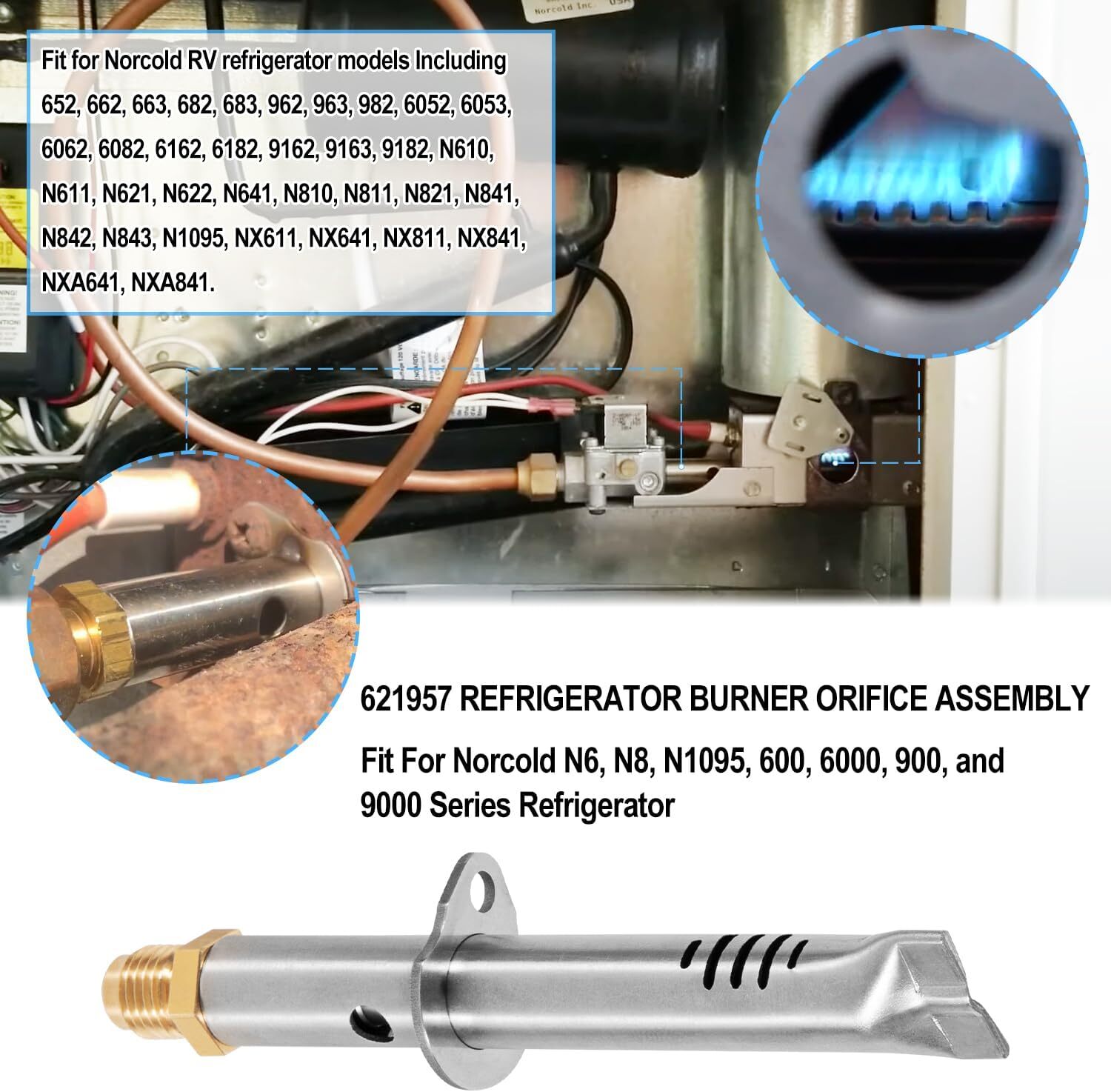 for Norcold 621957 RV Refrigerator Burner Orifice Assembly With Orifice ...