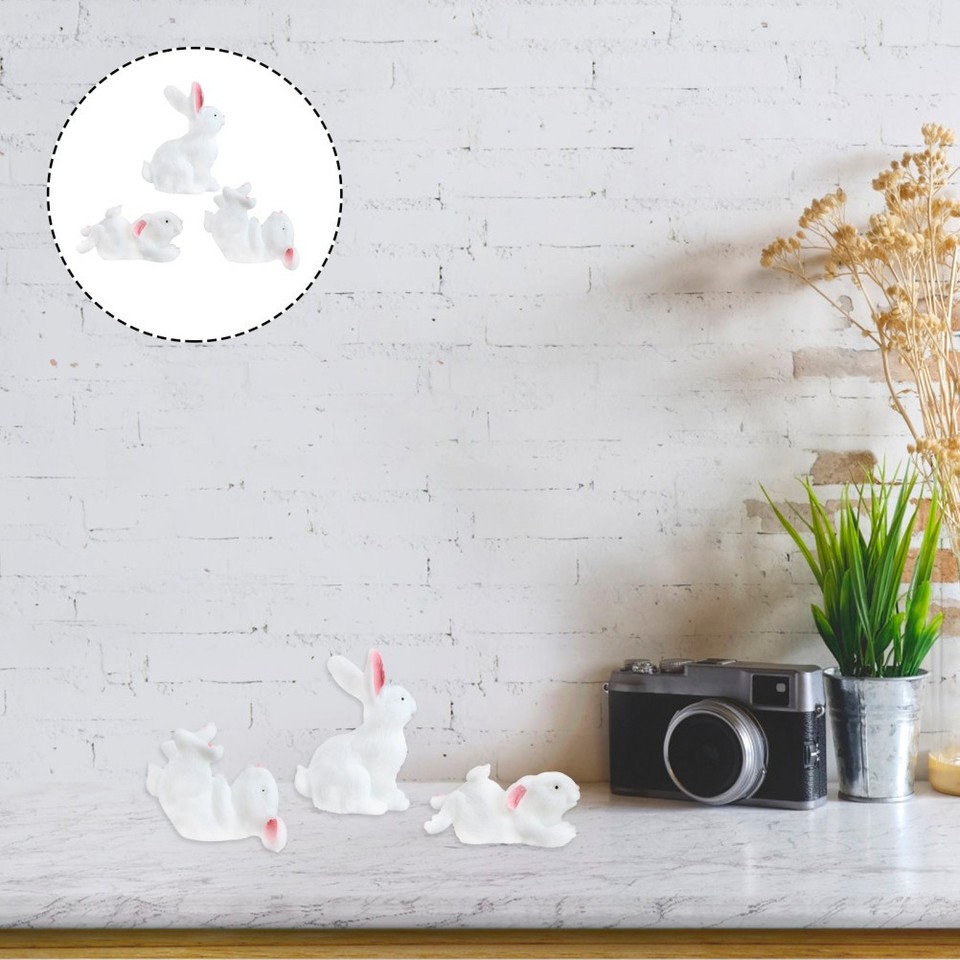 8 PCS Resin Ornament Rabbit Model Garden Bunny Sculpture Halloween Mini ...