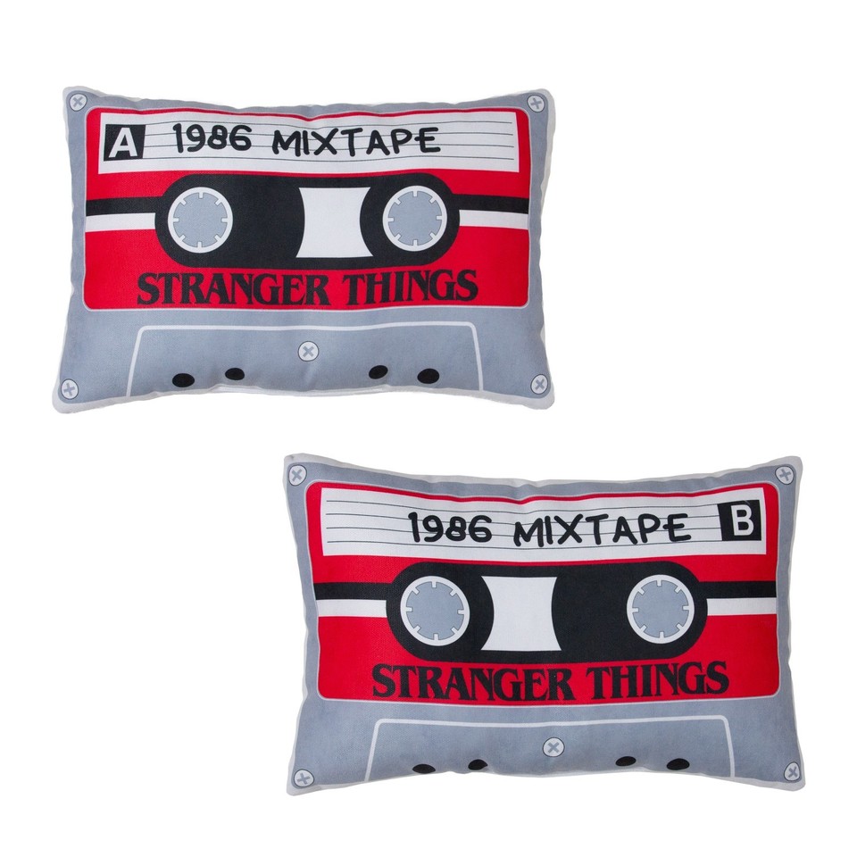 Stranger Things Cassette Cushion Grey Tape Pillow for Bedroom Sofa 25 x ...