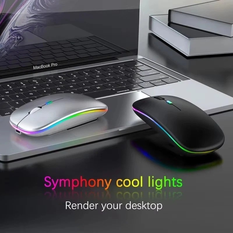 2.4GHz Wireless Optical Mouse USB Rechargeable RGB Cordless Mice For PC ...