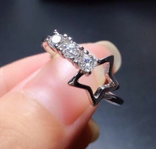 Women's Star With Three Stone Anniversary Ring VVS Simulated Diamond ...