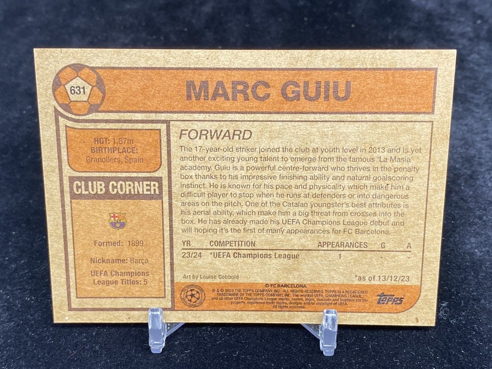 MARC GUIU 2023 TOPPS UEFA UCC UCL LIVING SET #631 ROOKIE CARD / FC ...
